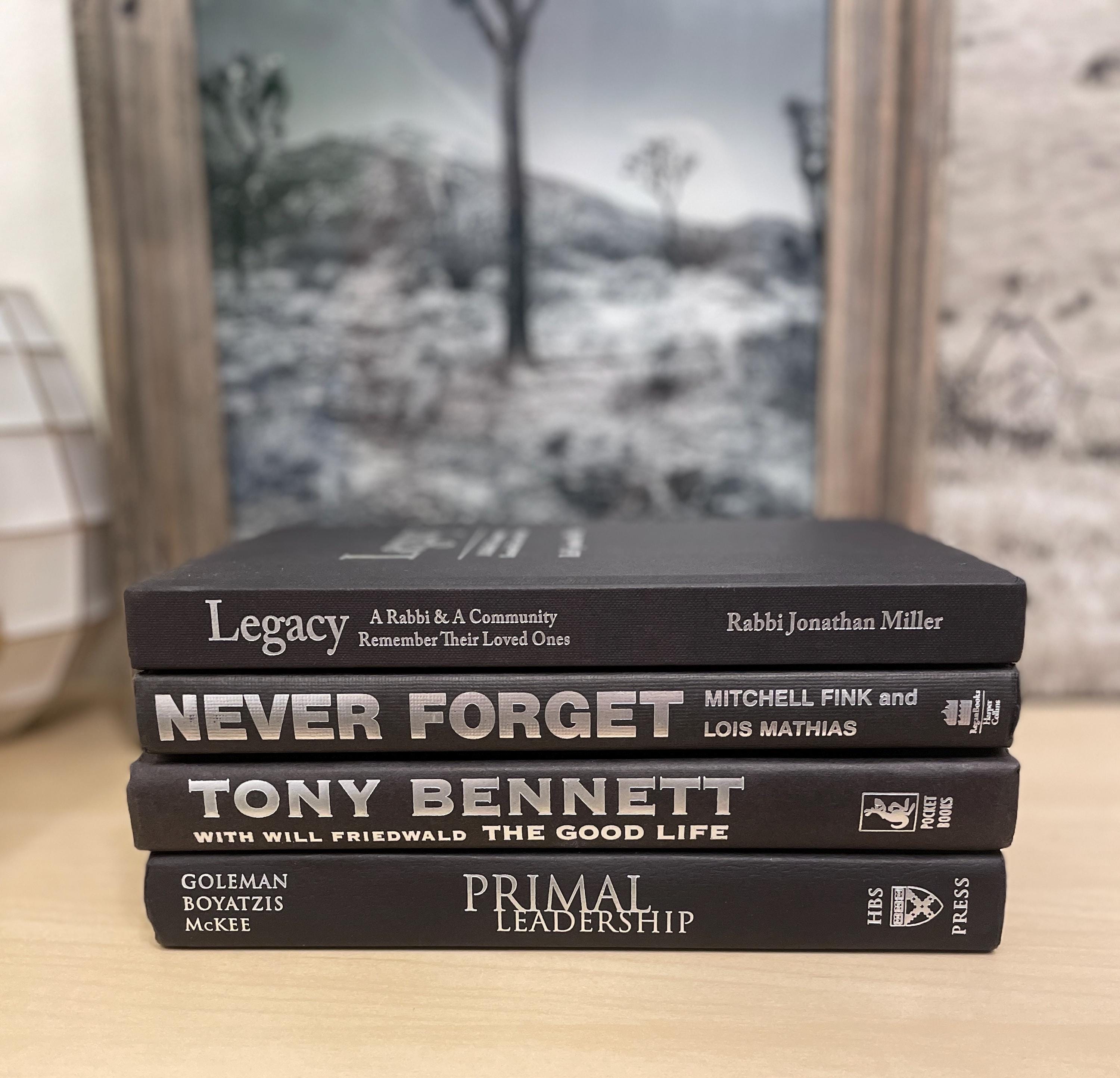 Book Stack Black Decorative Staging Books Bookshelf Decor Bundle of ...