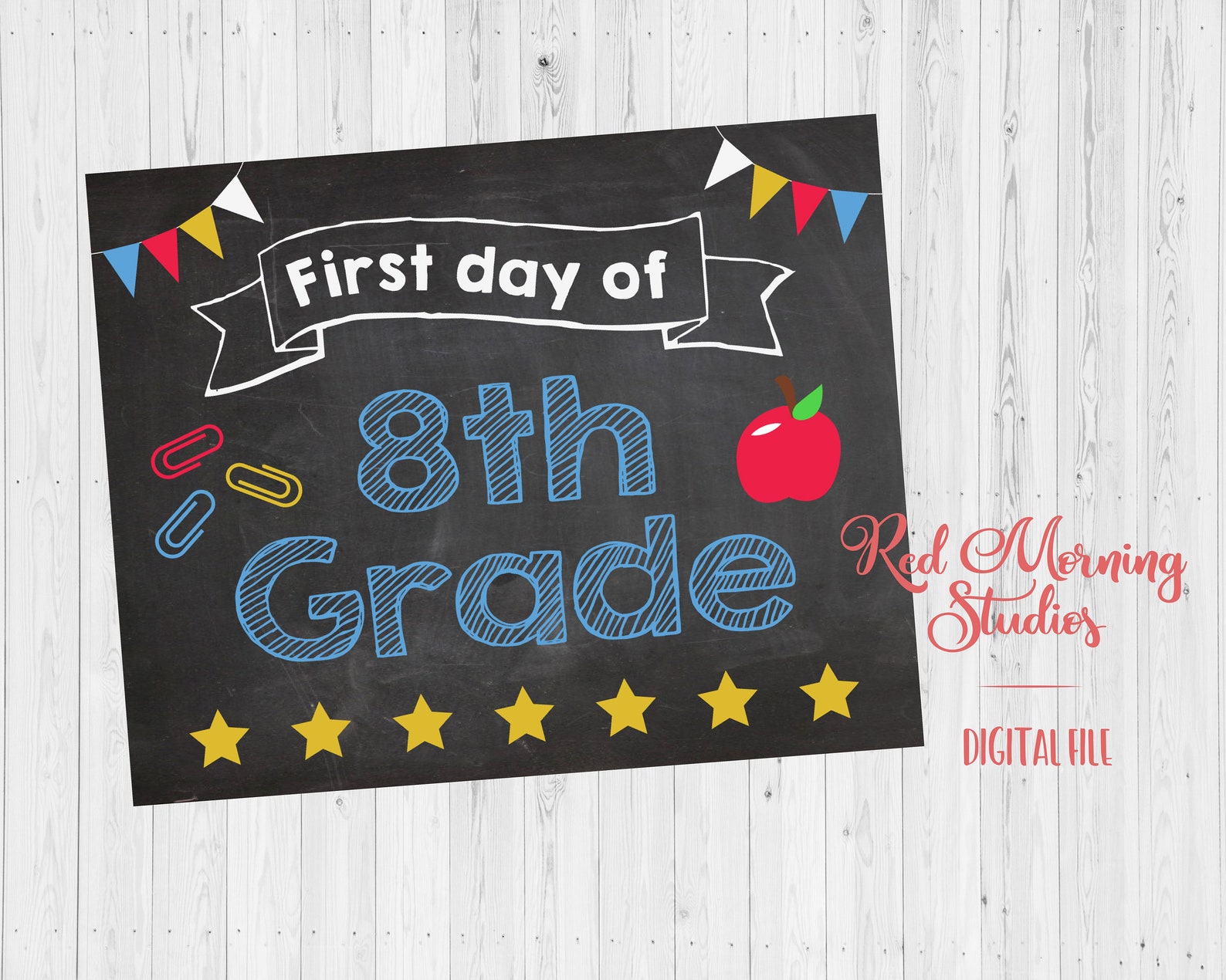 First Day of 8th Grade Sign. DIGITAL FILE. First Day of Eighth - Etsy