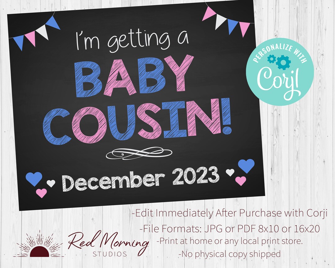 Big Cousin Announcement Sign. DIGITAL FILE. I'm Going to Be a Big ...