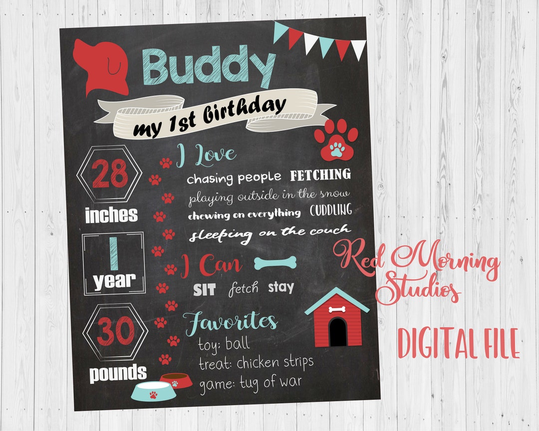 Dog Birthday Sign for Dog. DIGITAL FILE. Puppy 1st Birthday - Etsy