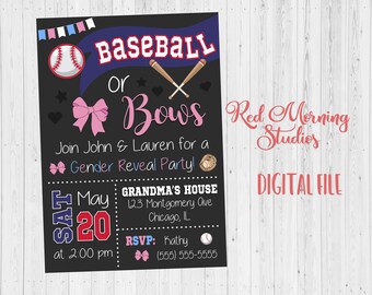 Baseball Gender Reveal Ticket Invitation Baby Shower Party - Etsy
