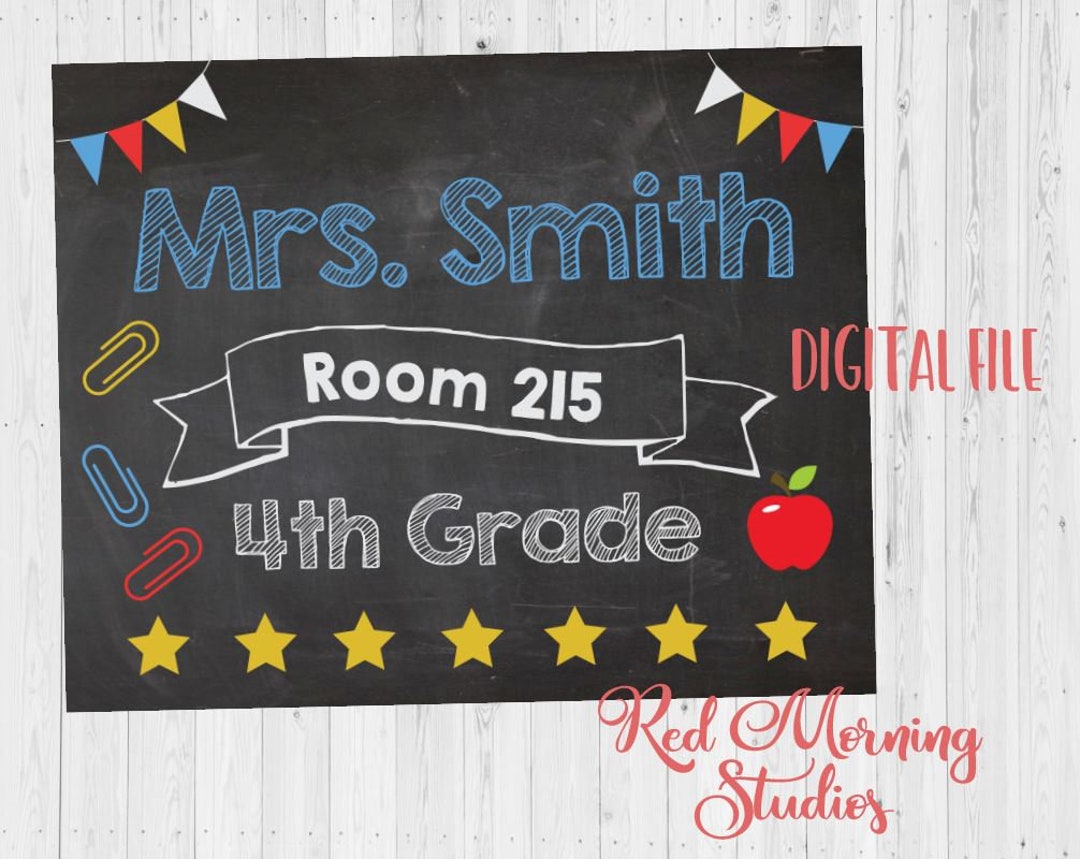 Teacher Classroom Door Sign. PRINTABLE. Teacher Name Room - Etsy