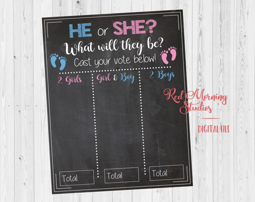 Twins Gender Reveal Guess Sign. PRINTABLE. Twins Gender Reveal Party ...