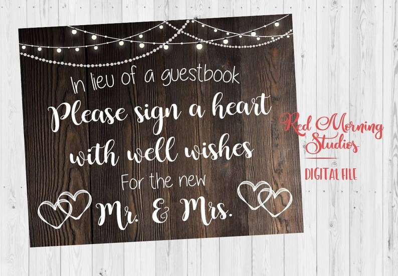Sign a Heart Guestbook Sign. DIGITAL FILE. Rustic Wedding - Etsy