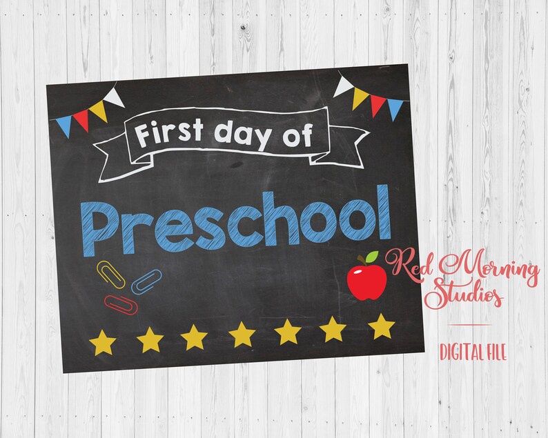 First Day of Preschool Sign. PRINTABLE. 1st Day of Preschool - Etsy