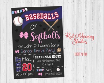 Baseball Gender Reveal Invitation | Etsy