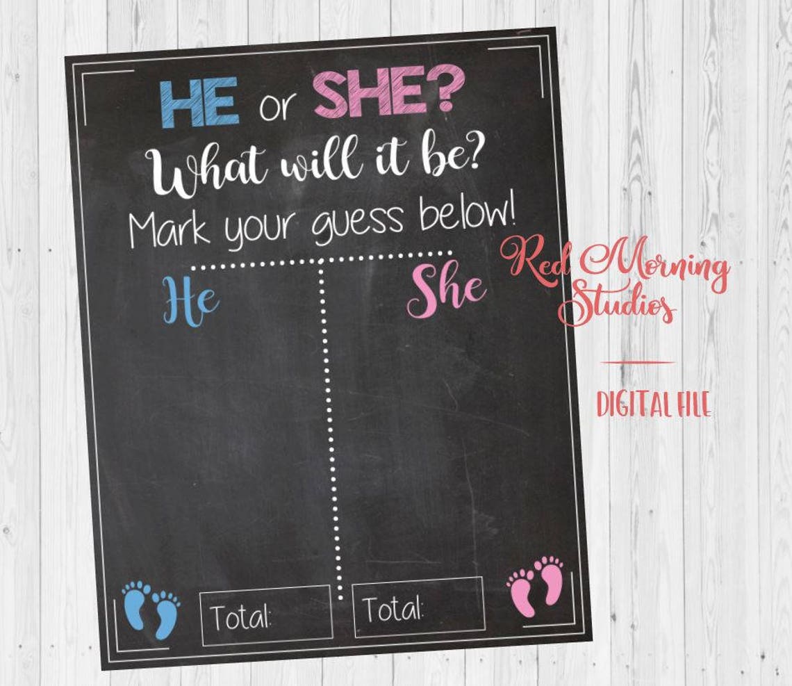 He or She Gender Reveal Guess Sign. PRINTABLE. Boy or Girl | Etsy