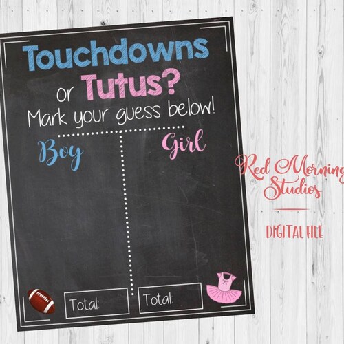 Touchdowns or Tutus Gender Reveal Party Invitation Digital | Etsy