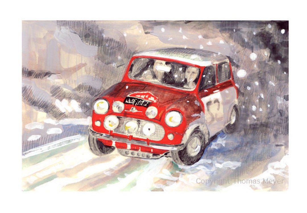 Mini Cooper Print, '1964 Montecarlo Rallye, Mini 52', Fine Art Print ...
