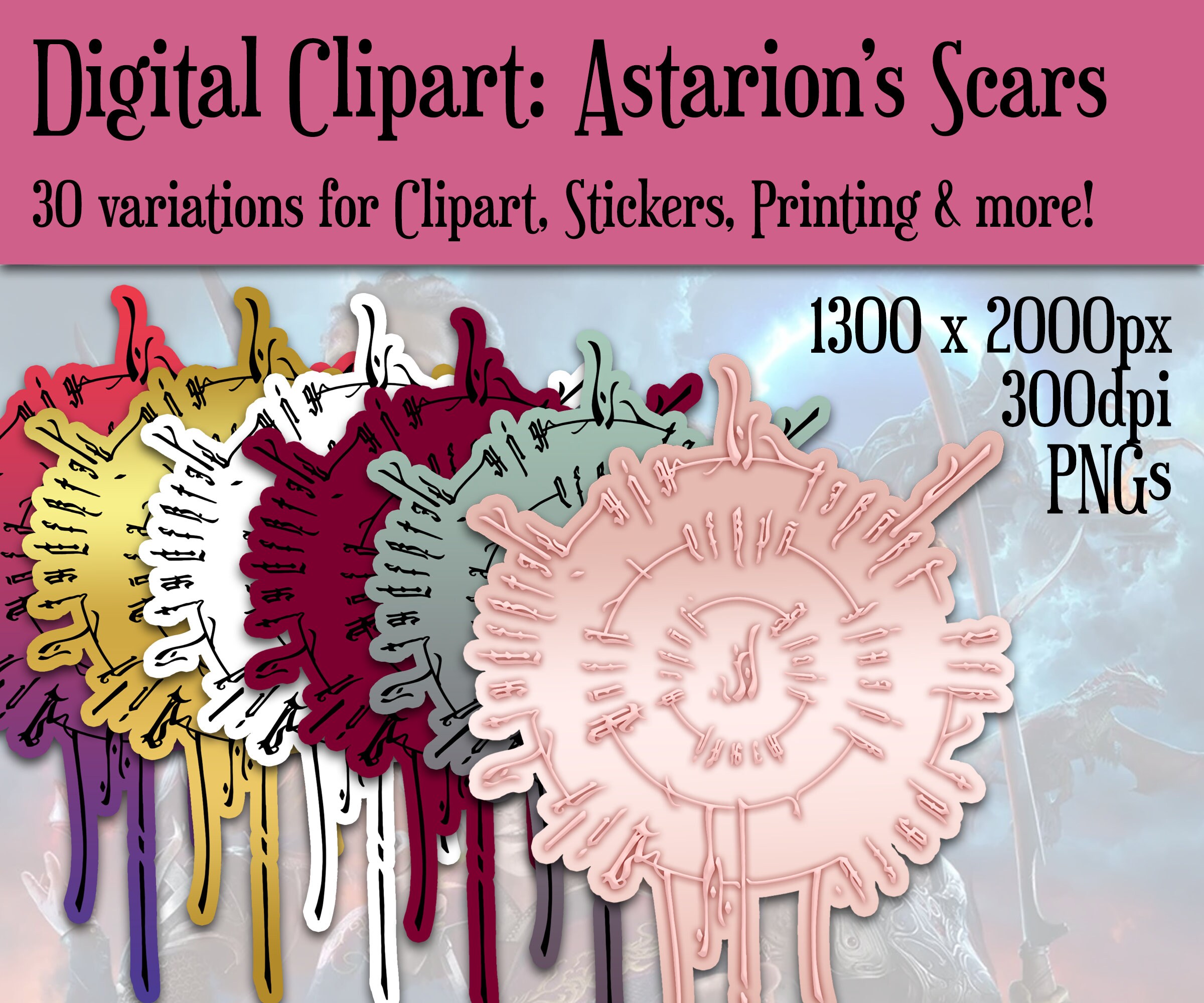 Astarion's Scars: Digital Clip Art | Baldurs Gate 3 | BG 3 | Printable ...