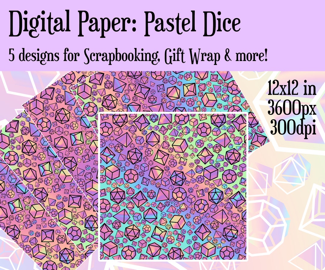 Digital Paper: Holographic Dice | Scrapbooking | Wrapping | Gift Wrap ...
