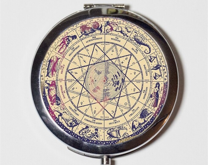 Antique Zodiac Compact Mirror Constellation Occult Horoscope | Etsy