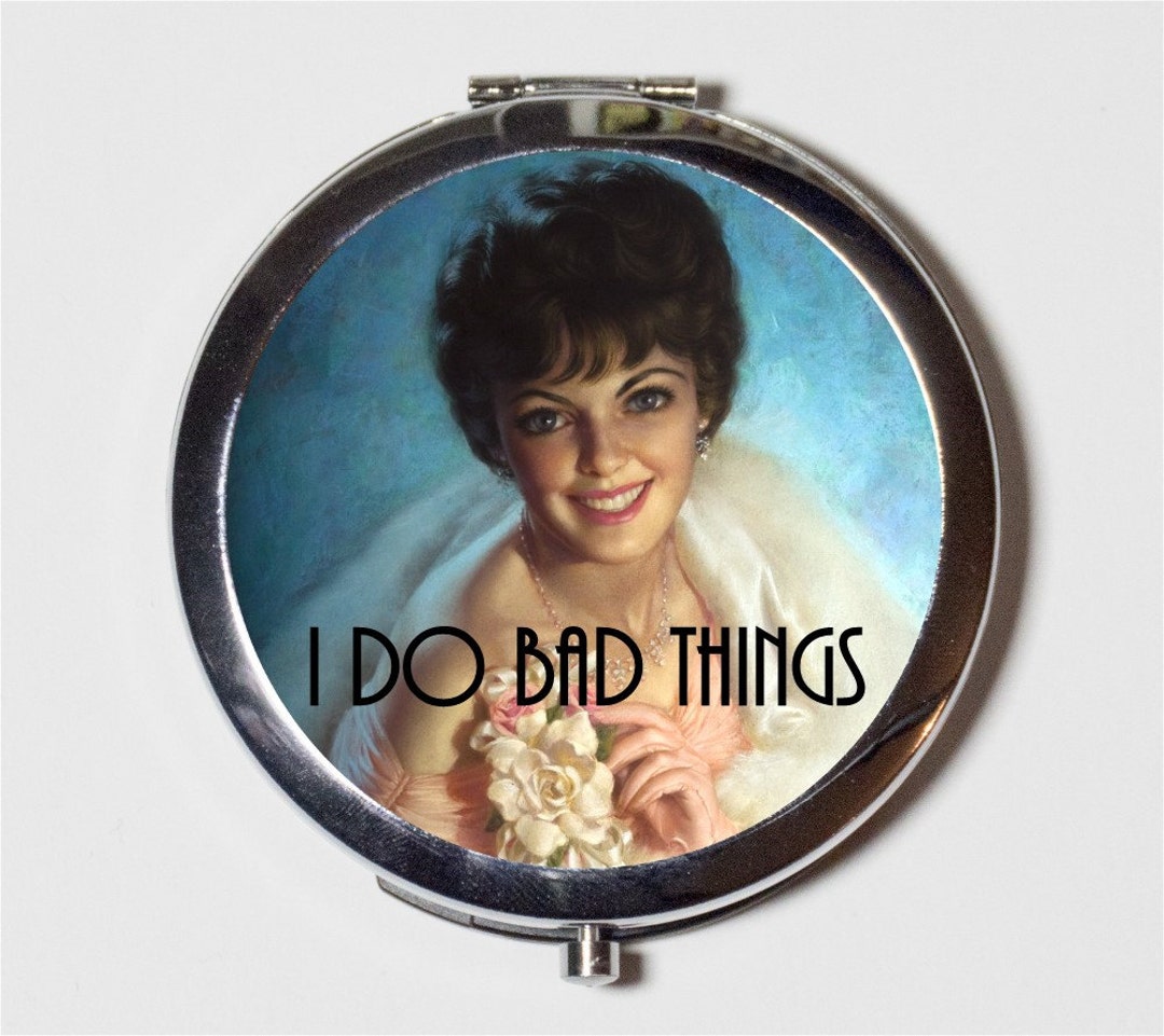 Retro Pin up Humor Compact Mirror - I Do Bad Things Sassy Pinup ...