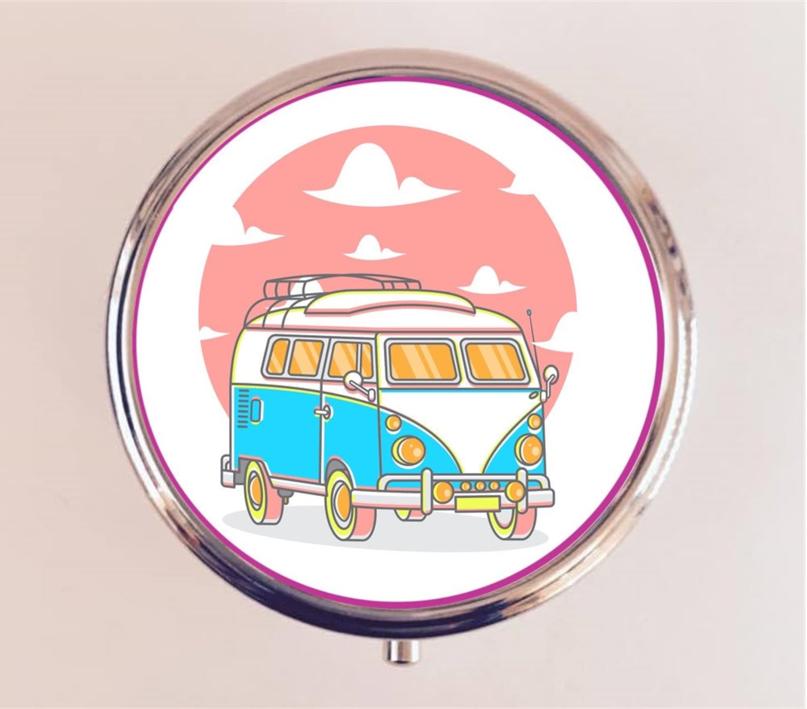 Hippie Bus Pill Box Case Pillbox Holder Trinket Organizer Van Life ...