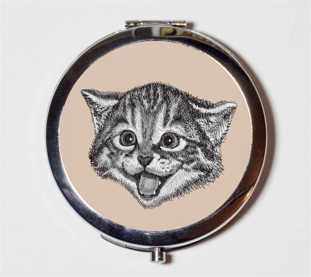 Happy Cat Compact Mirror - Kawaii Animal Pop Art - Make up Pocket ...
