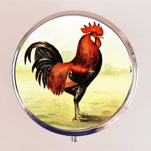 Rooster Pill Box Case Pillbox Holder Trinket Box Chicken Retro Animal ...