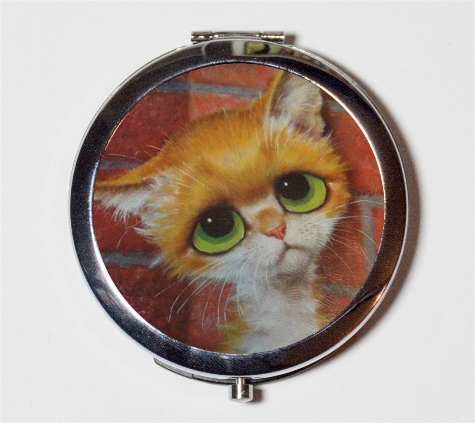 Big Eyed Cat Compact Mirror Big Eyes Sad Eyes Keane Retro Kitsch Animal ...