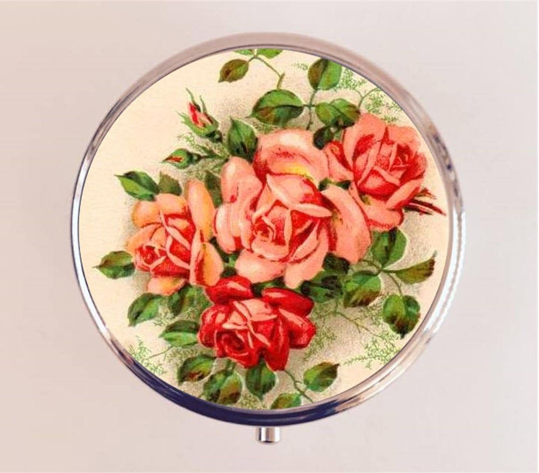 Rose Flower Pill Box Case Pillbox Holder Trinket Box Flowers Romantic ...
