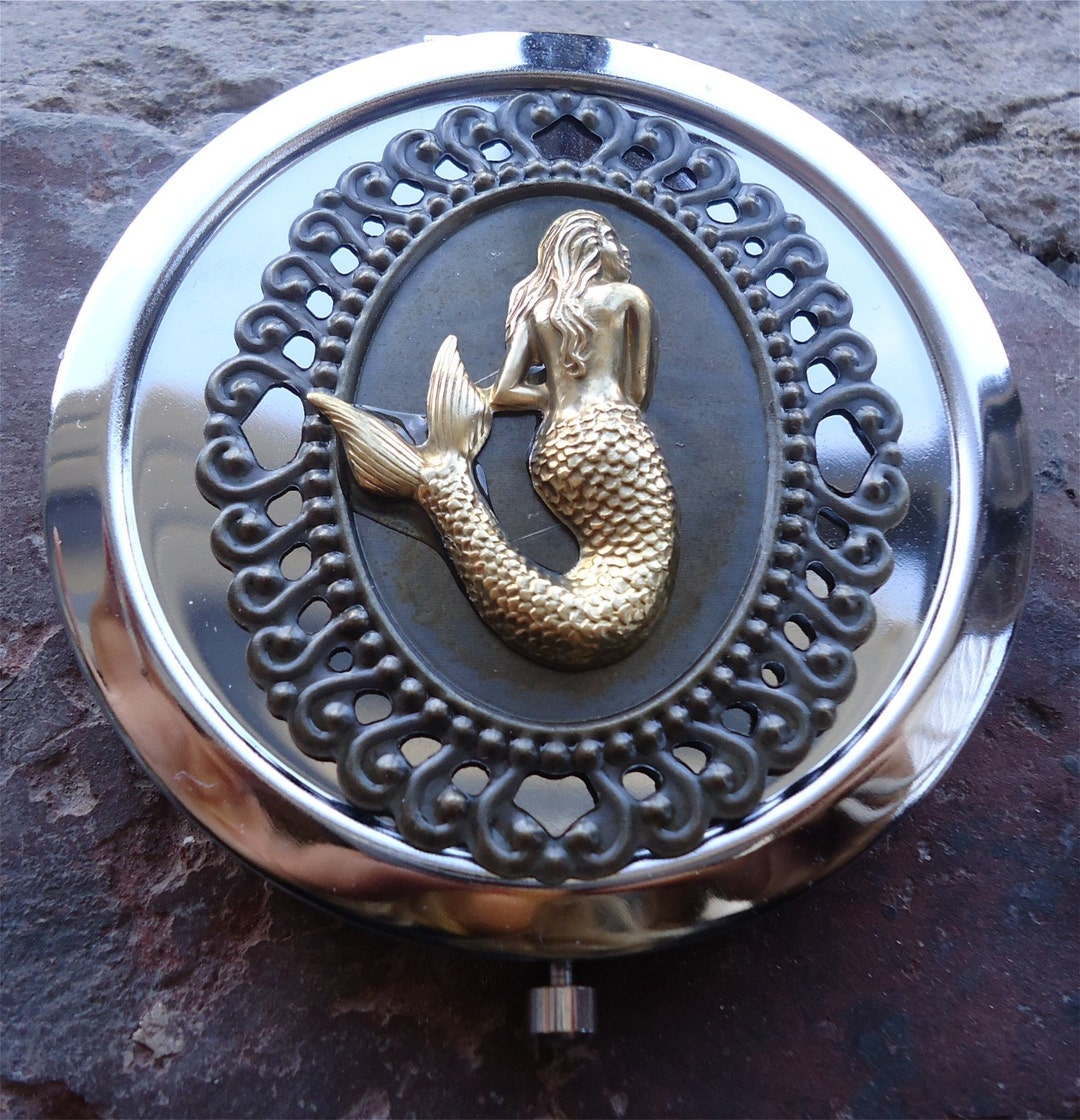 Mermaid Compact Mirror - Victorian Siren - Nautical - Filigree - Make ...