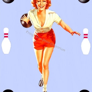 Bowling Pin up Art Print 8 X 10 - Pinup Girl Bowler - Pins & Balls ...