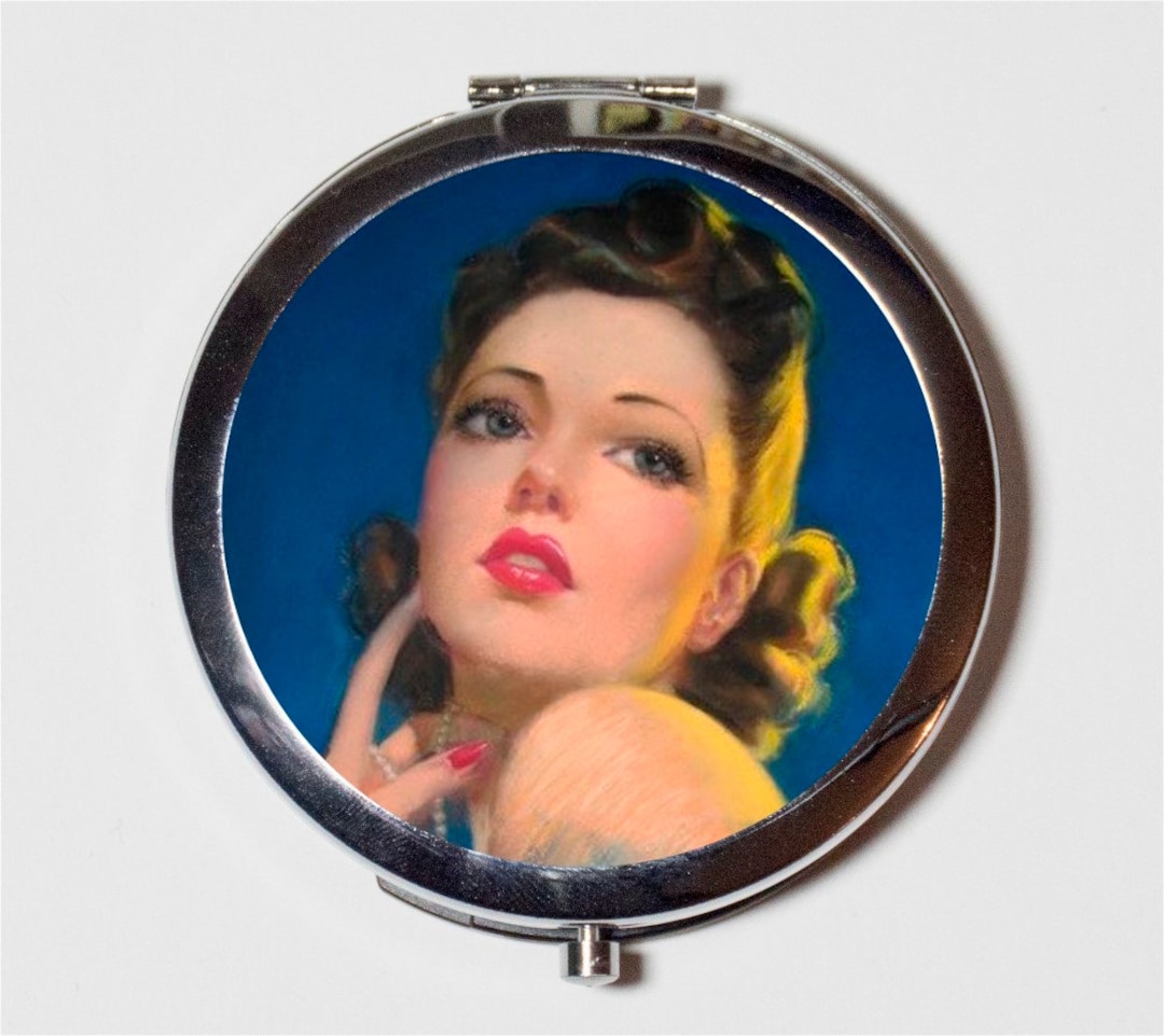 Glamorous Pinup Compact Mirror Retro 1950's Pin up Girl Make up Pocket ...