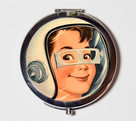 Retro Space Boy Compact Mirror 1950s Kitsch Astronaut Make - Etsy