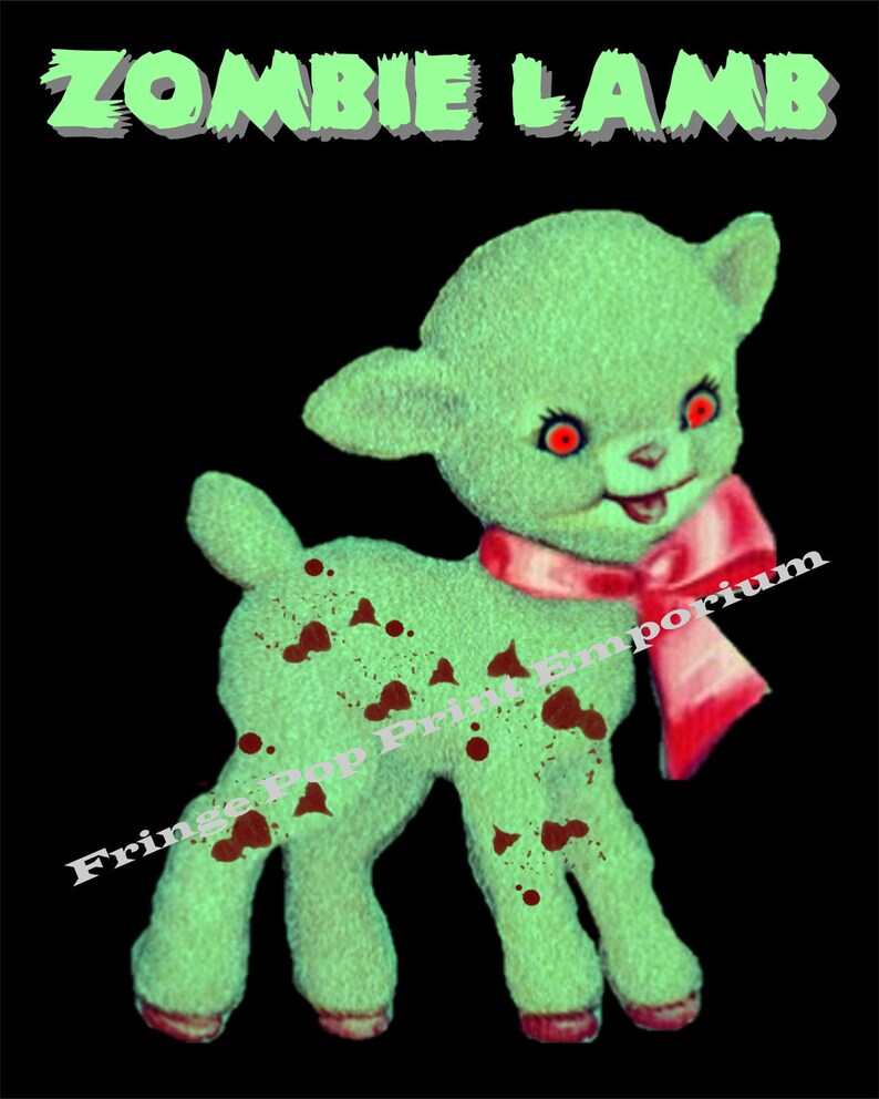 Zombie Lamb Art Print 8 X 10 - Psychobilly Goth Horror - Etsy