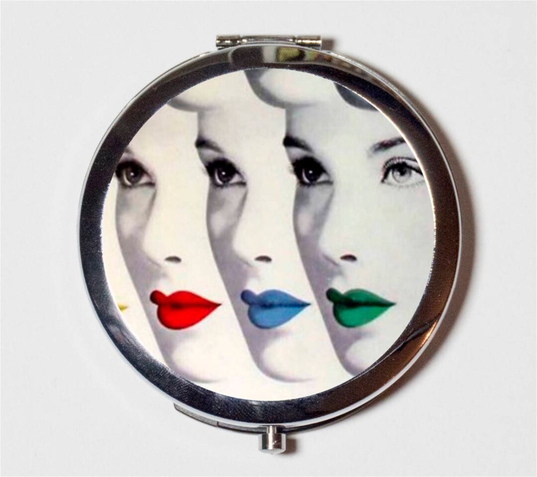 Retro Lips Compact Mirror - Lipstick 1950s Cosmetic Beauty - Make up ...