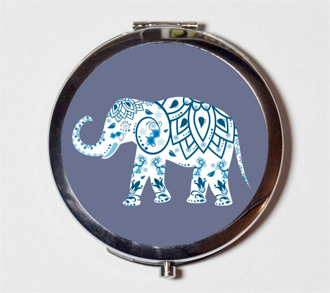 Indian Elephant Compact Mirror - Animal Art Hindu India Paisley Spirit ...