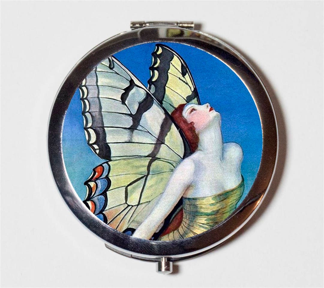 Flapper Butterfly Compact Mirror - Art Deco 1920s Jazz Age Butterflies ...