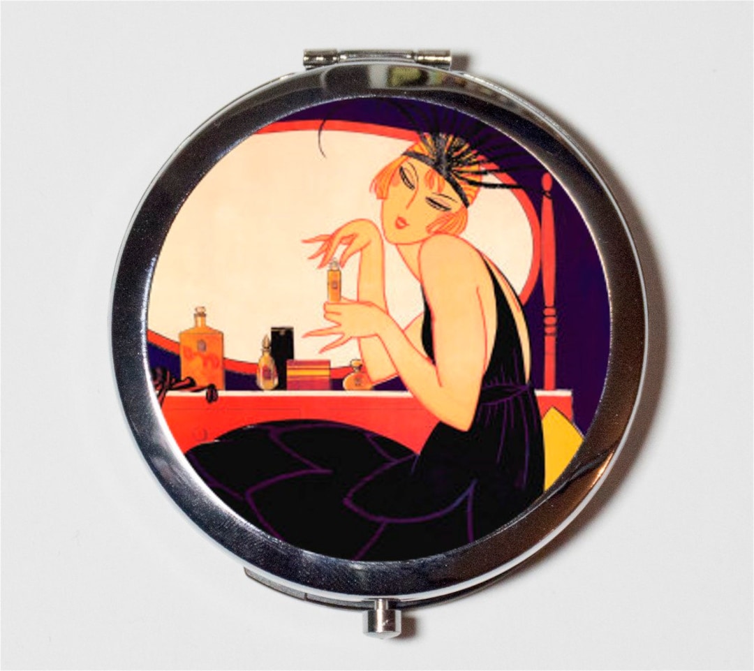 Flapper Perfume Illustration Compact Mirror - Art Deco 1920's Jazz Age ...