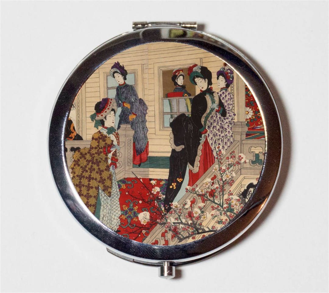 Japanese Woodblock Compact Mirror - Japan Women Asian Art - Make up ...