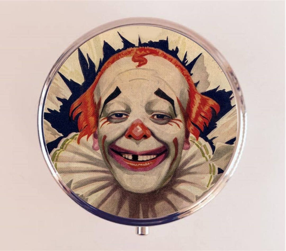 Circus Clown Pill Box Case Pillbox Holder Trinket Retro Clowns ...