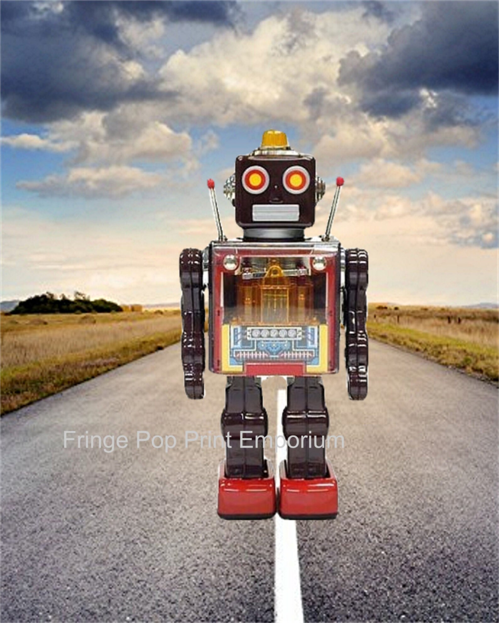Robot on the Road Art Print 8 X 10 Quirky Kitsch Sci Fi - Etsy