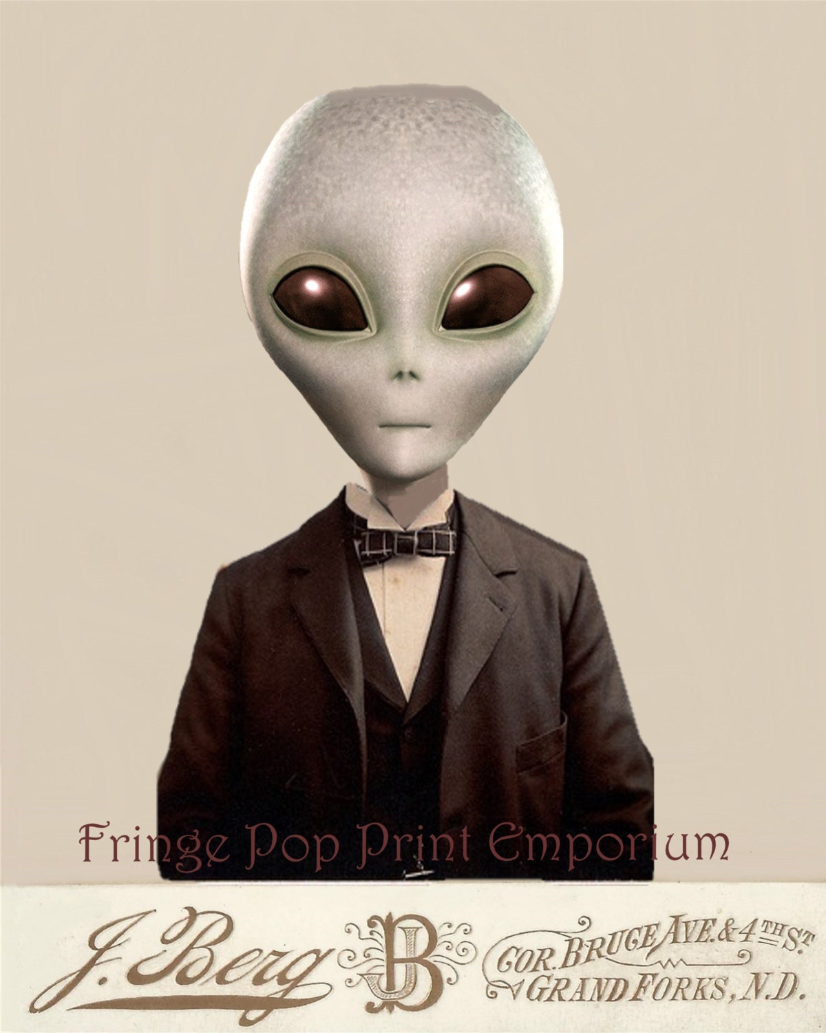 Victorian Alien Art Print 8 x 10 Altered Art Alien Man | Etsy