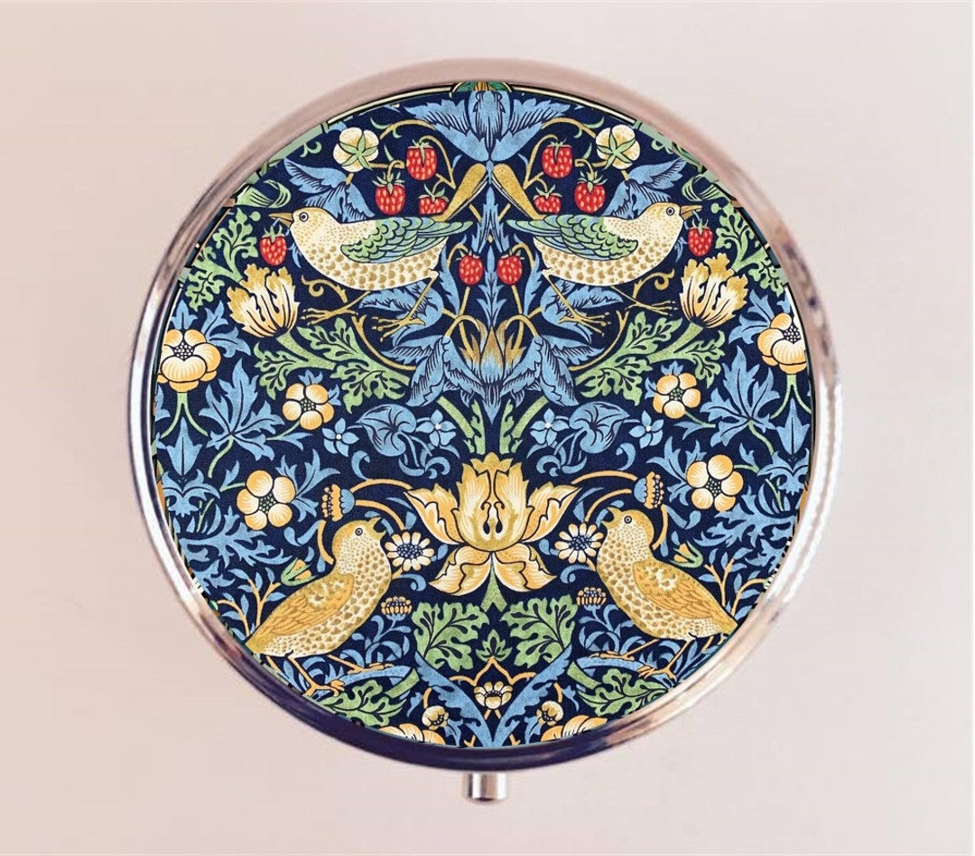 Art Nouveau Bird and Strawberry Pill Box Case Pillbox Holder Art Deco ...