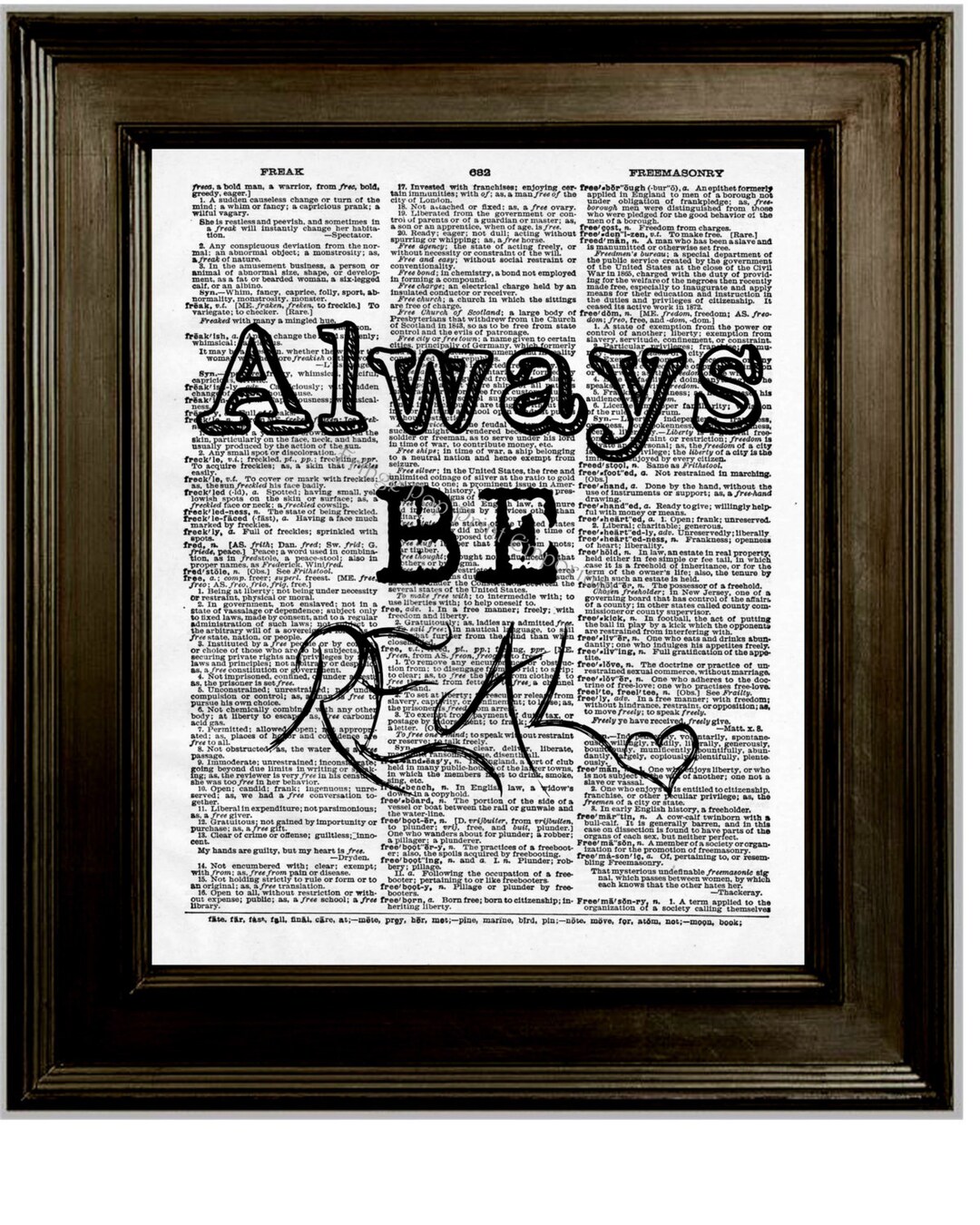 Always Be Real Quote Art Print 8 X 10 Dictionary Page - Affirmation ...