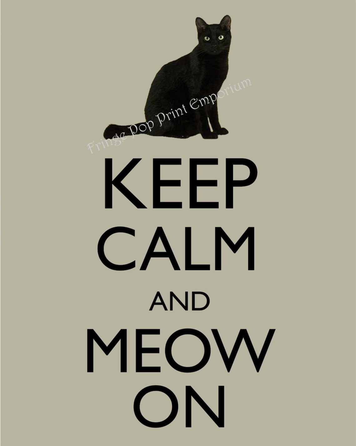 Keep Calm Cat Art Print 8 X 10 Keep Calm and Meow on Black - Etsy