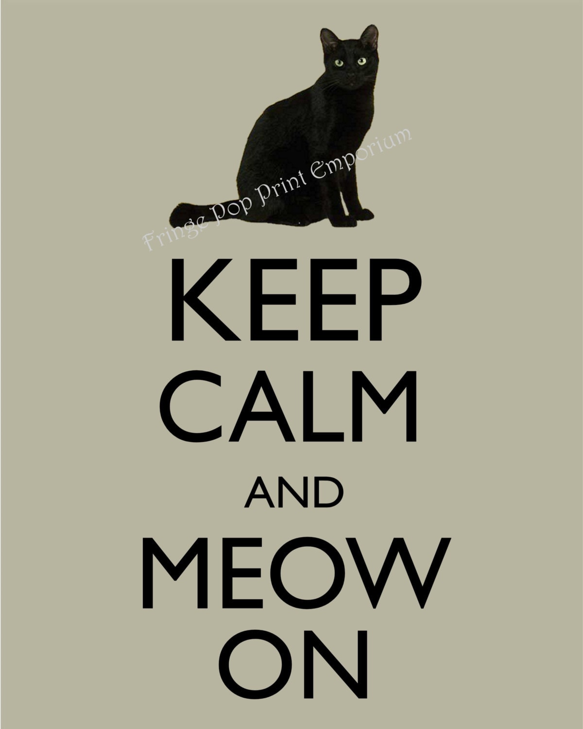 Keep Calm Cat Art Print 8 X 10 Keep Calm and Meow on Black - Etsy