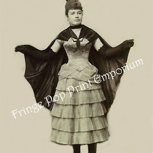 Victorian Halloween Costume Bat Lady Art Print 8 X 10 - Victorian Woman ...