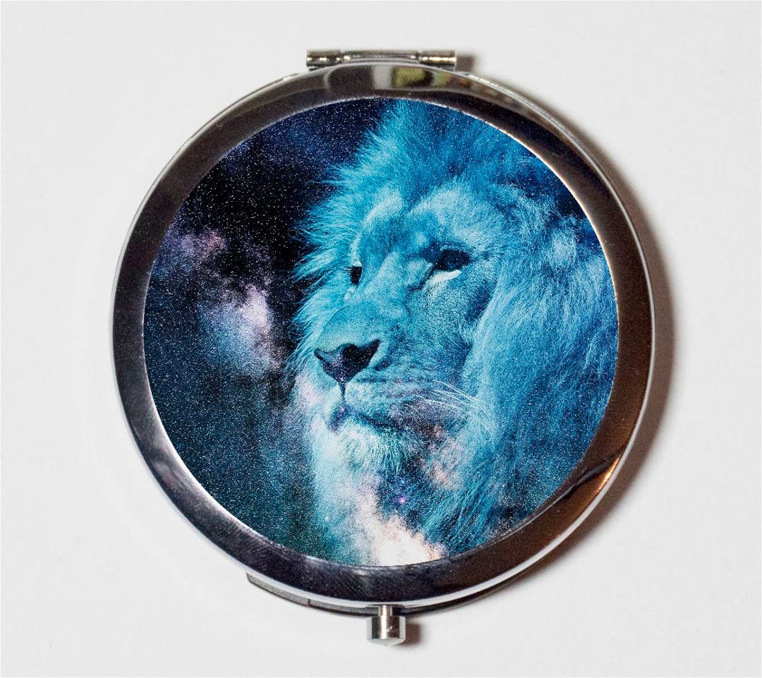 Blue Lion Compact Mirror - Spirit Animal Lions Jungle Pop Art Fantasy ...