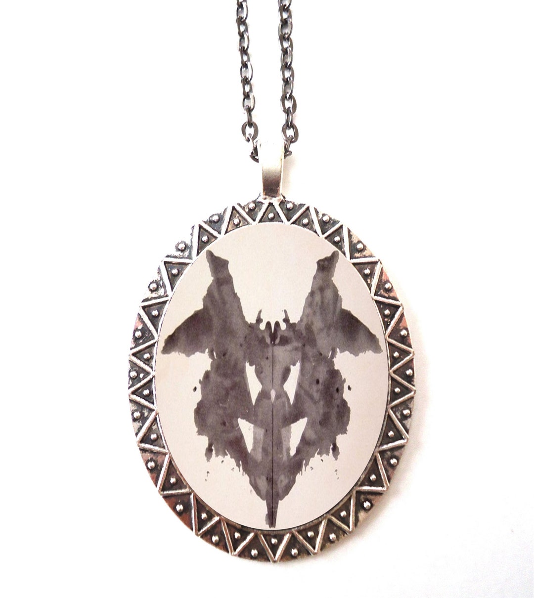 Ink Blot Necklace Pendant Silver Tone - Inkblot Therapy Therapist ...