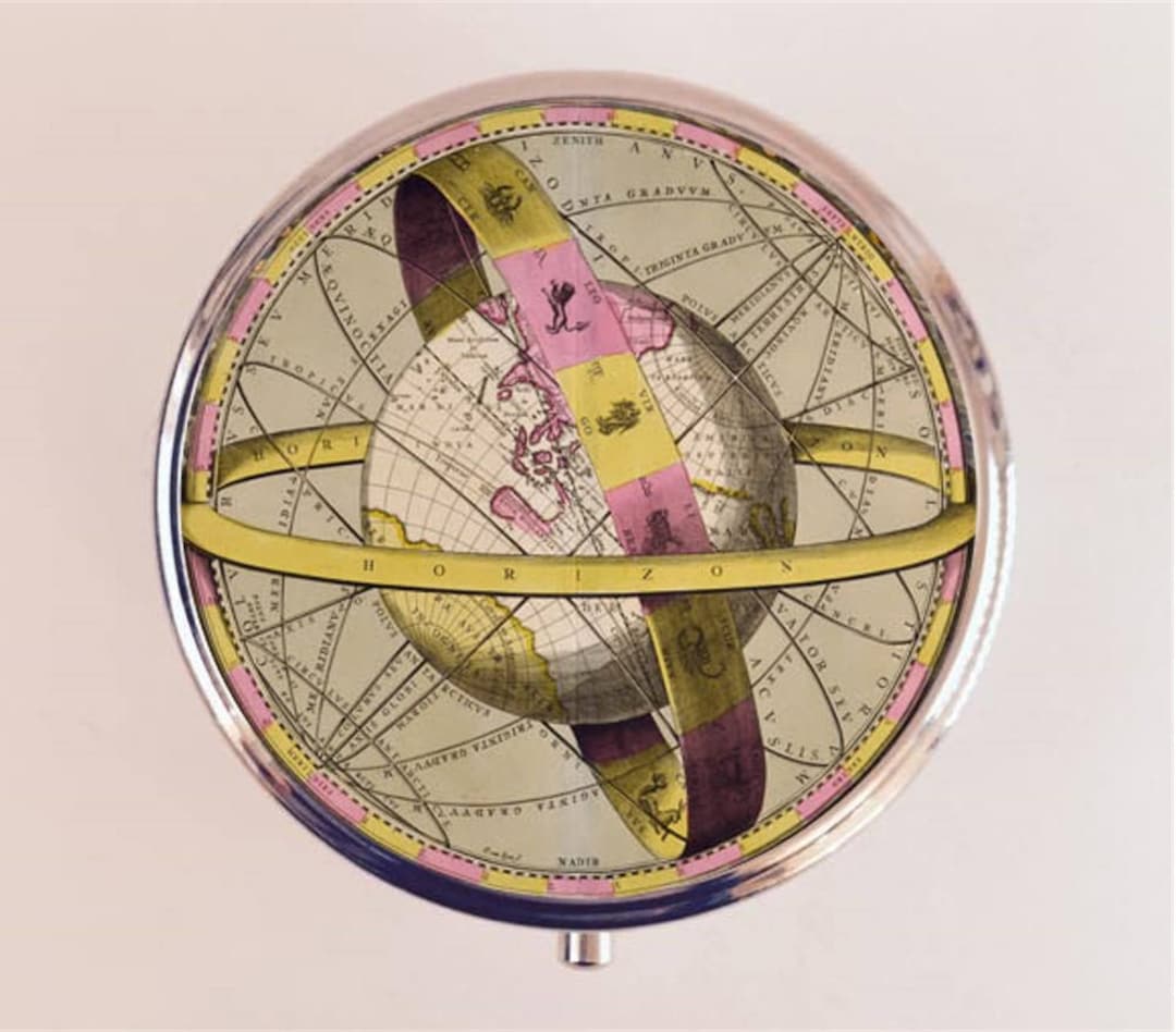 Earth's Orbit Pill Box Case Pillbox Holder Trinket Box Vintage ...