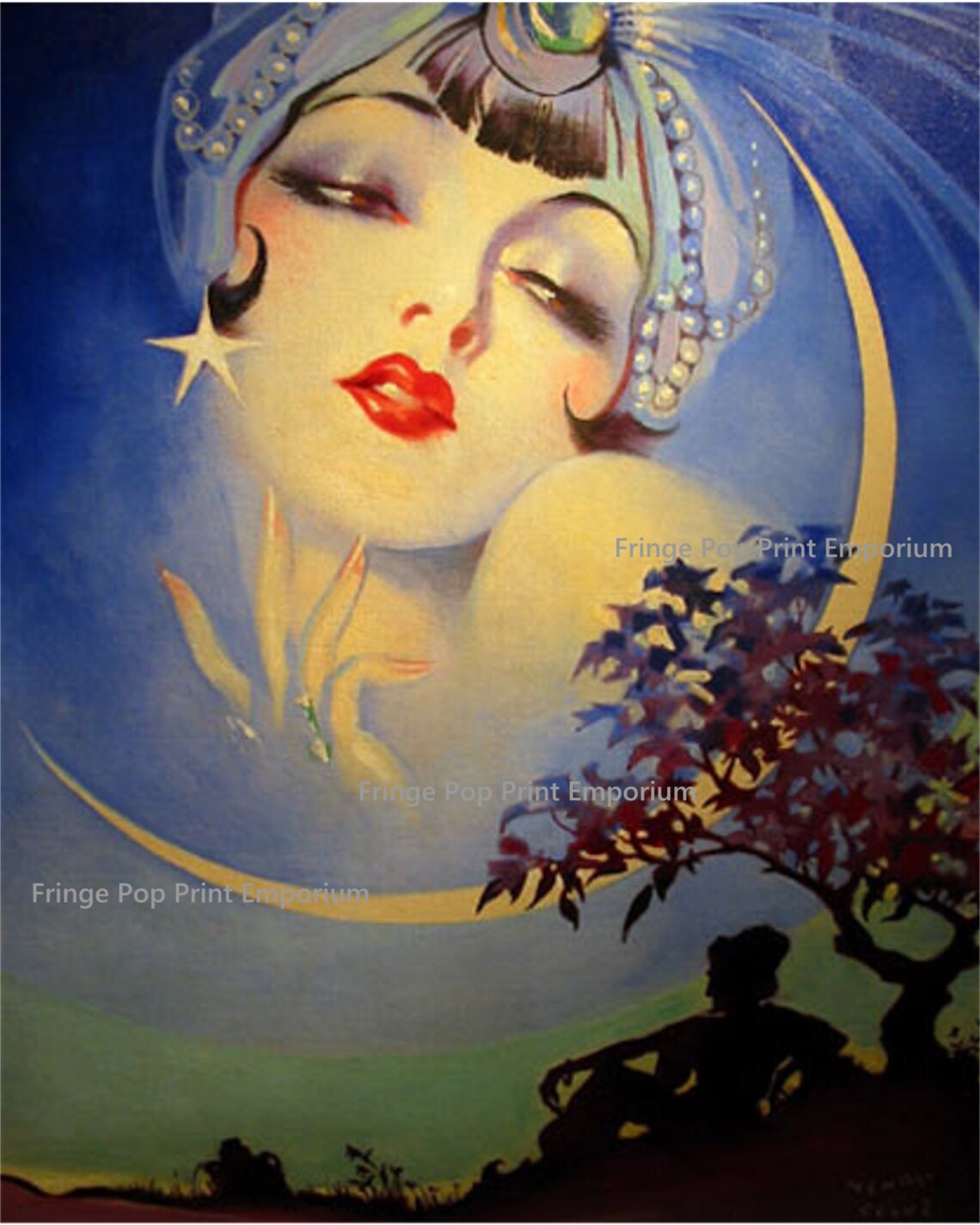Flapper Gypsy Moon Art Print 8 X 10 - Roaring 20s - Jazz Age - Art Deco ...
