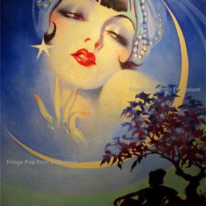 Flapper Gypsy Moon Art Print 8 X 10 - Roaring 20s - Jazz Age - Art Deco ...