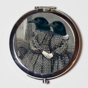 Victorian Crow Sisters Compact Mirror - Animal Pop Art Anthropomorphic ...