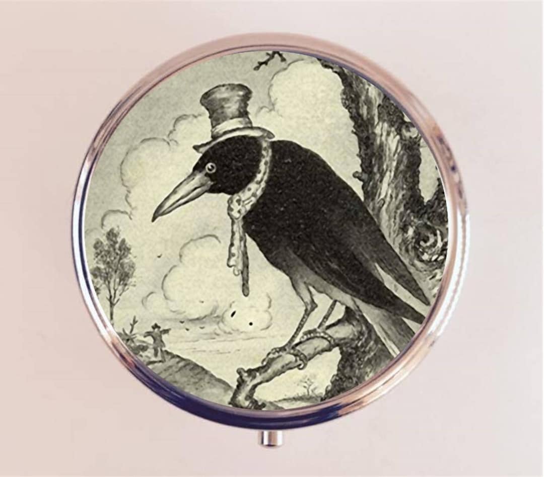 Hobo Crow Pill Box Case Pillbox Holder Trinket Whimsical Black Bird - Etsy