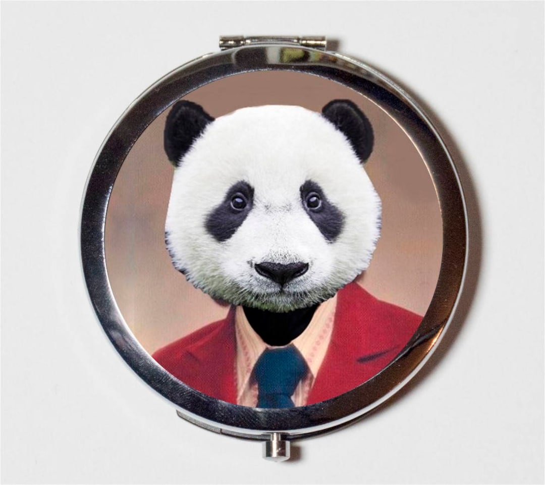 Panda Bear Compact Mirror - Pop Art Anthropomorphic Animal Art - Make ...
