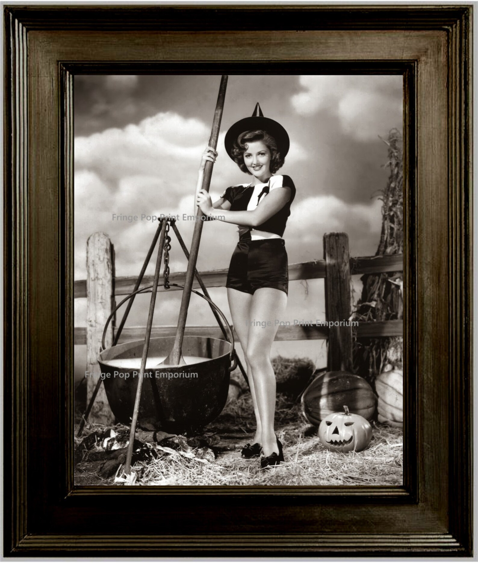Retro Pin up Witch Art Print 8 X 10 - With Pumpkin - Pinup Kitsch ...