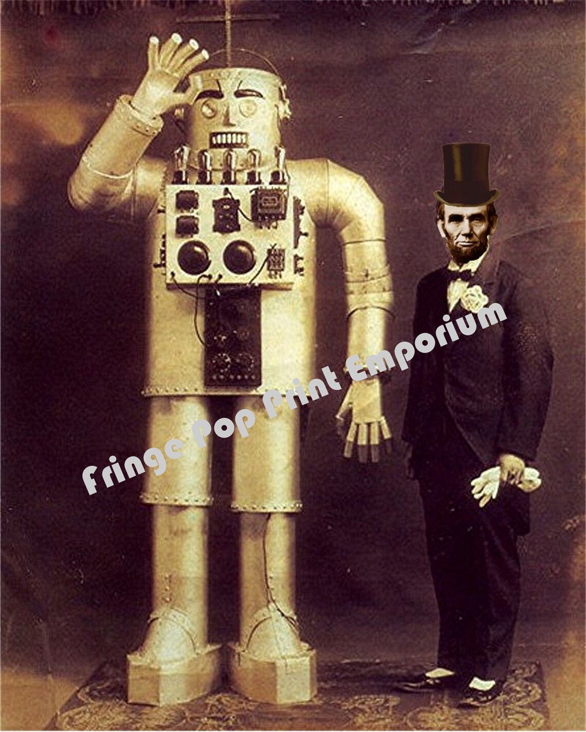 Victorian Abraham Lincoln With Robot Art Print 8 X 10 - Cabinet Card ...